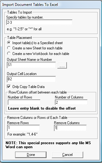 Import tables from doc, html, xml, rtf, wpd etc into a XLS worksheet(s ...